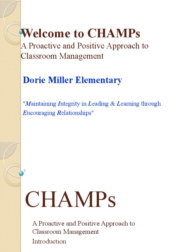 Welcome To Champs: Dorie Miller Elementary | PDF | Classroom Management ...