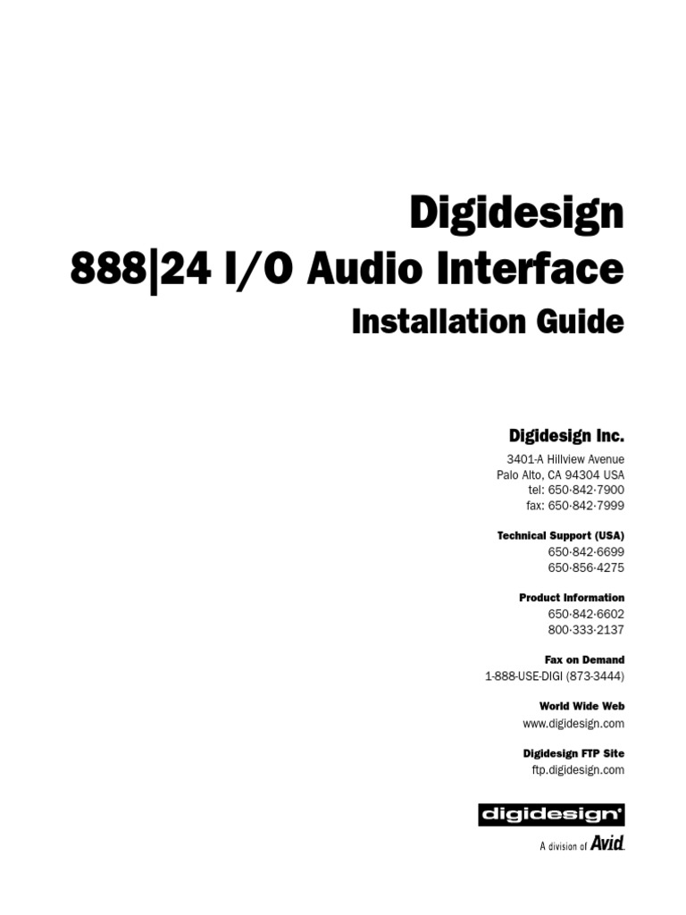 Digidesign 888 - 24 - IO - Guide | PDF | Analog To Digital Converter ...