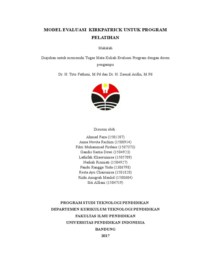 Model Evaluasi Program Kirkpatrick Fix | PDF | Karier & Perkembangan ...