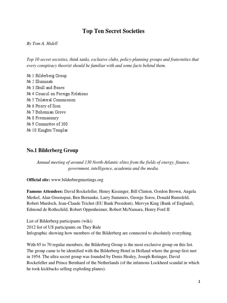 Post 5 Top Ten Secret Societies | PDF | Freemasonry | Illuminati