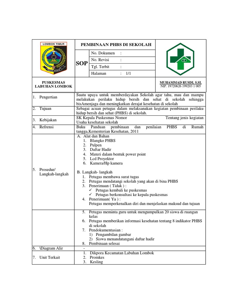 Pembinaan PHBS Sekolah Efektif | PDF