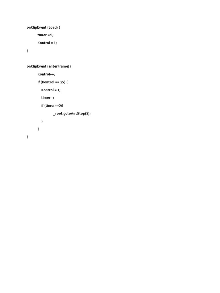 Onclipevent (Load) (Timer 5 Kontrol 1 ) | PDF