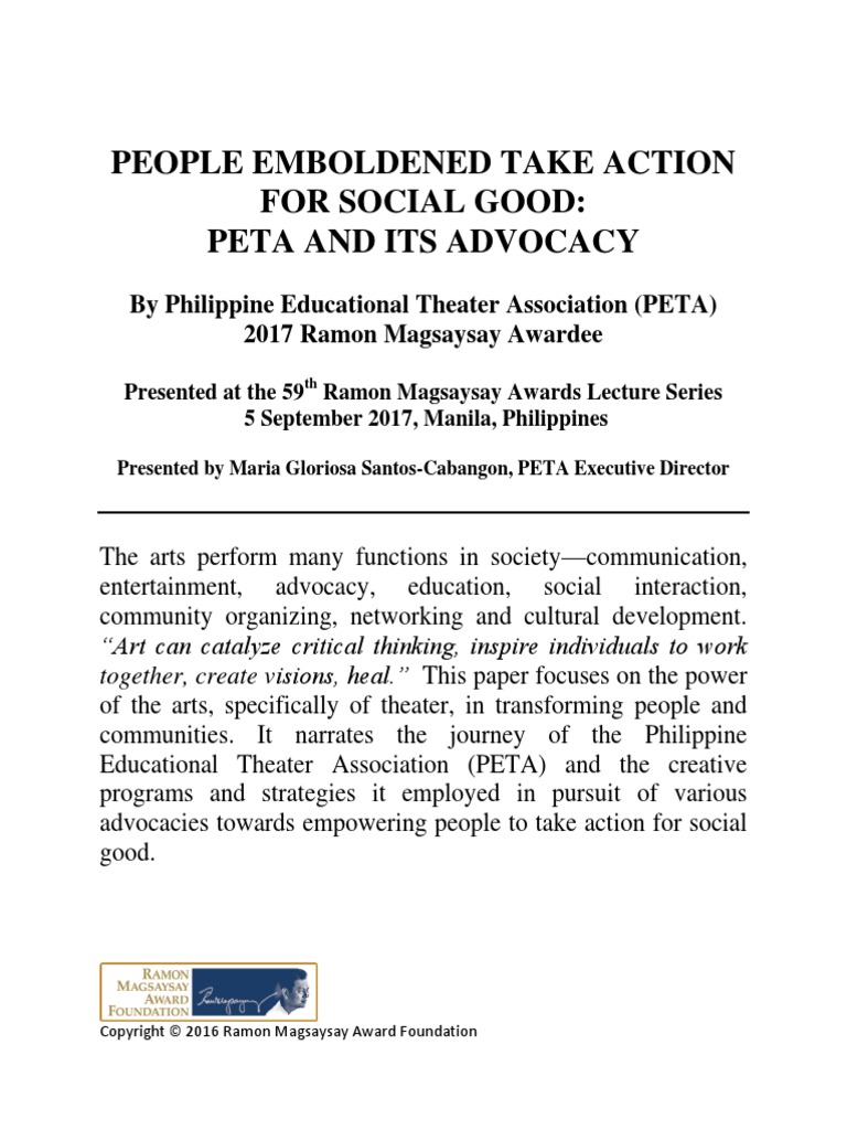 People Emboldened Take Action For Social Good: Peta and Its Advocacy ...