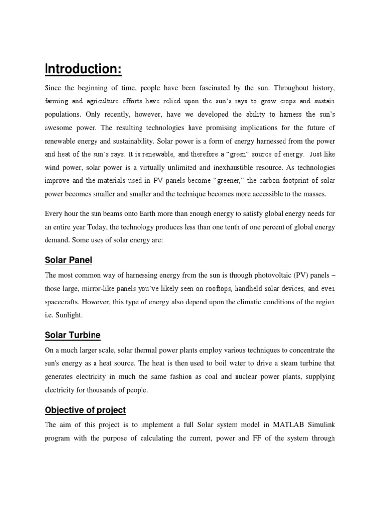 Final Report | Solar Energy | Solar Power