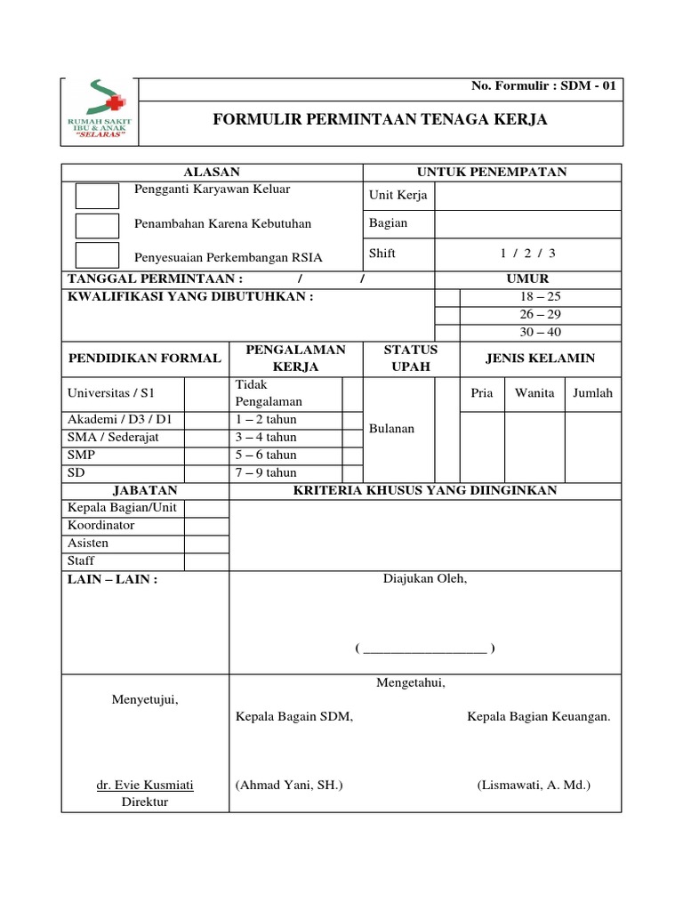 Formulir Permintaan Tenaga Kerja | PDF