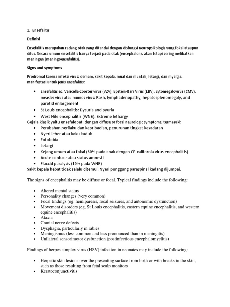 Gejala dan Diagnosis Ensefalitis Virus | PDF | Meningitis | Herpes Simpleks