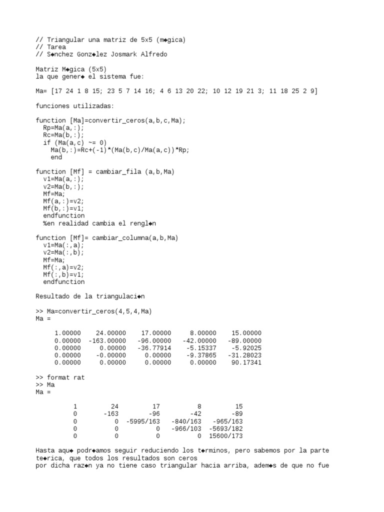 Triangular Matriz Mágica de 5x5 (Tarea) | PDF | Enseñanza de matemática ...