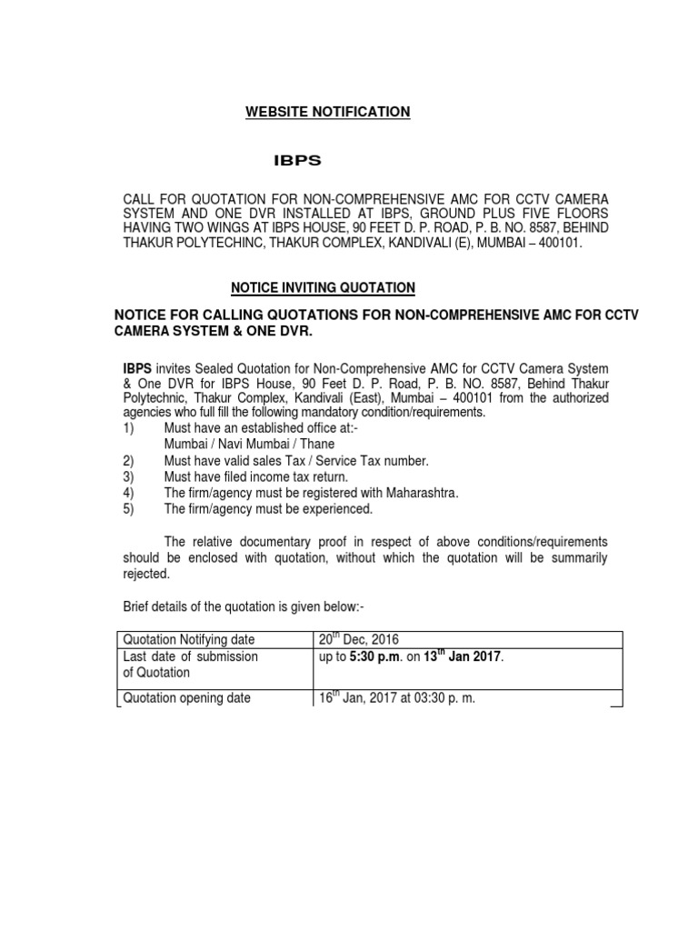 Quotation For CCTV Camera 2017 2019 | PDF | Closed Circuit Television ...