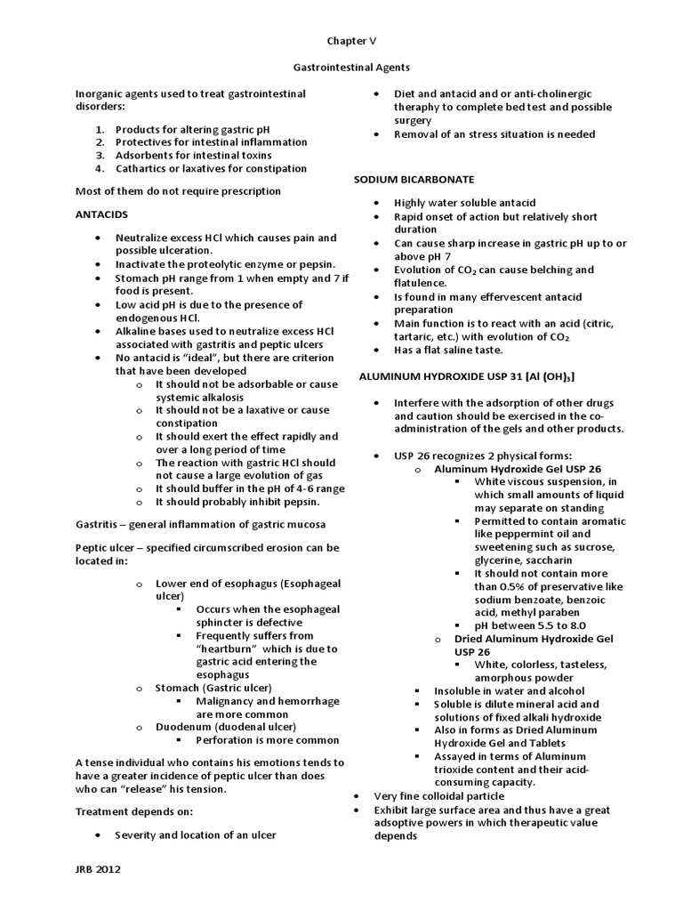 Chapter 5 Gastrointestinal Agents Reviewer PDF | PDF | Magnesium | Salt ...
