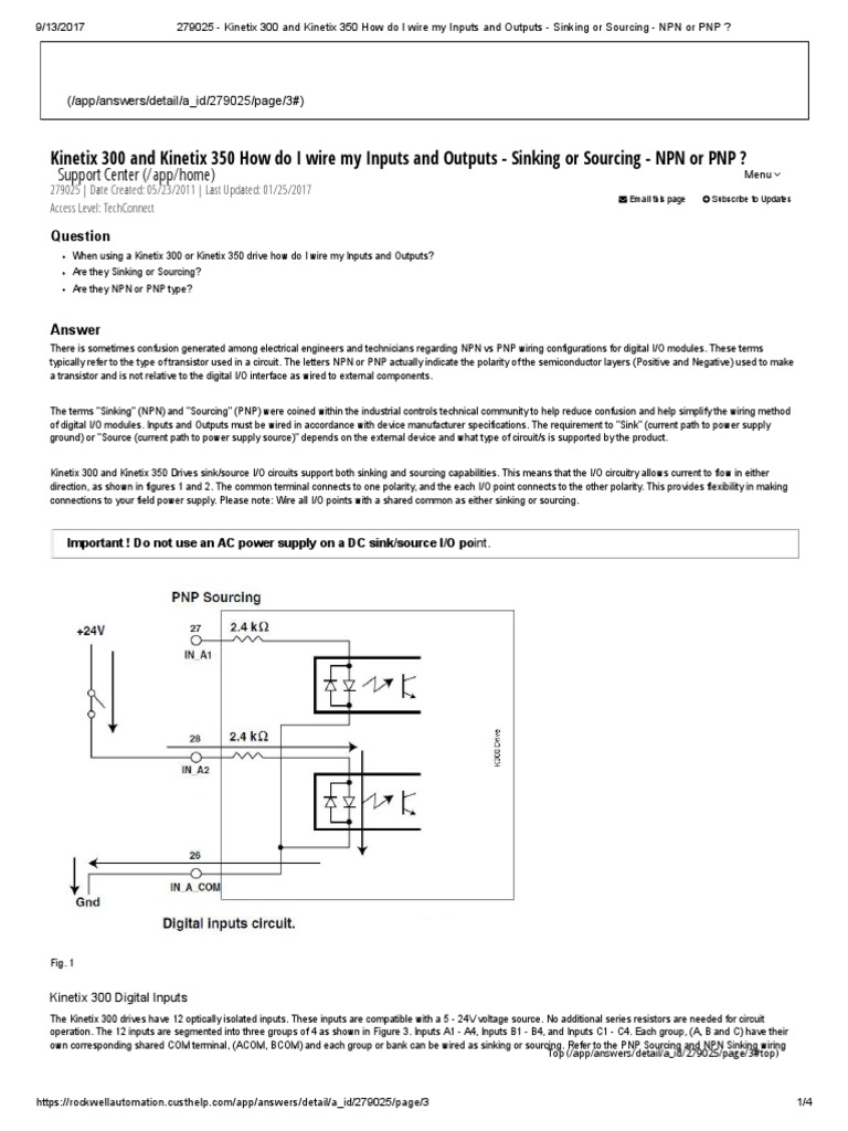 Kinetix 300 Wire Inputs and Outputs - Sinking or Sourcing - NPN or PNP ...