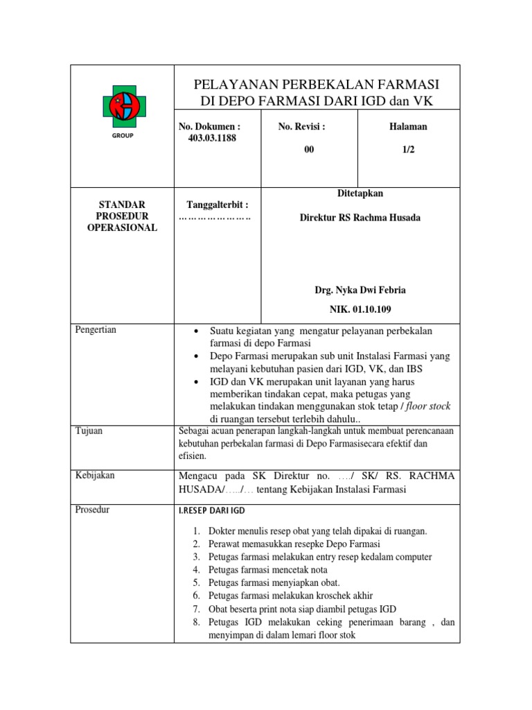 Pelayanan Depo Farmasi Igd VK | PDF
