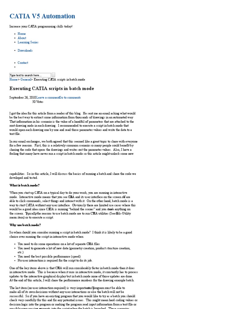 Executing CATIA Scripts in Batch Mode - CATIA V5 Automation | Download Free PDF | Parameter ...
