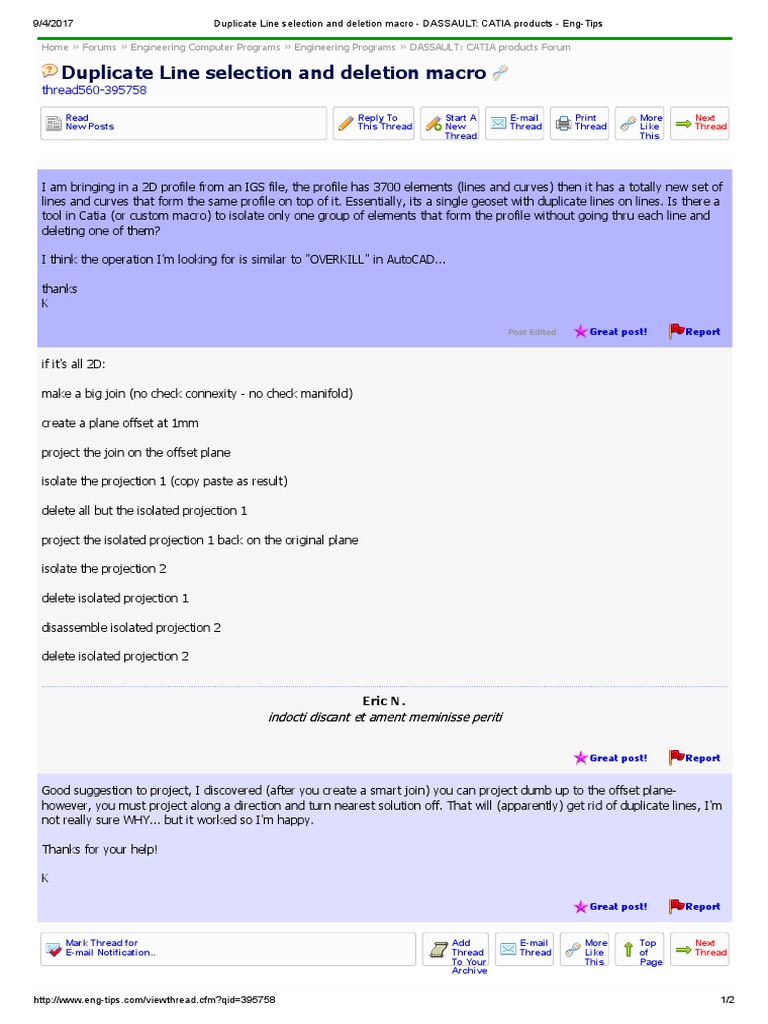 Duplicate Line Selection and Deletion Macro - DASSAULT - CATIA Products ...