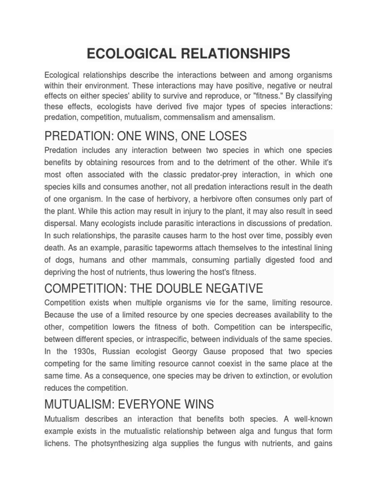 Ecological Relationships | Community Ecology | Organisms