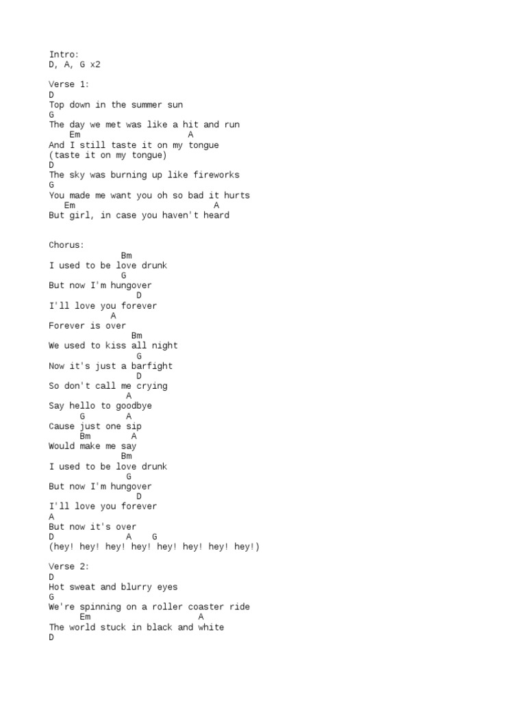 Drunk Guitar Chords