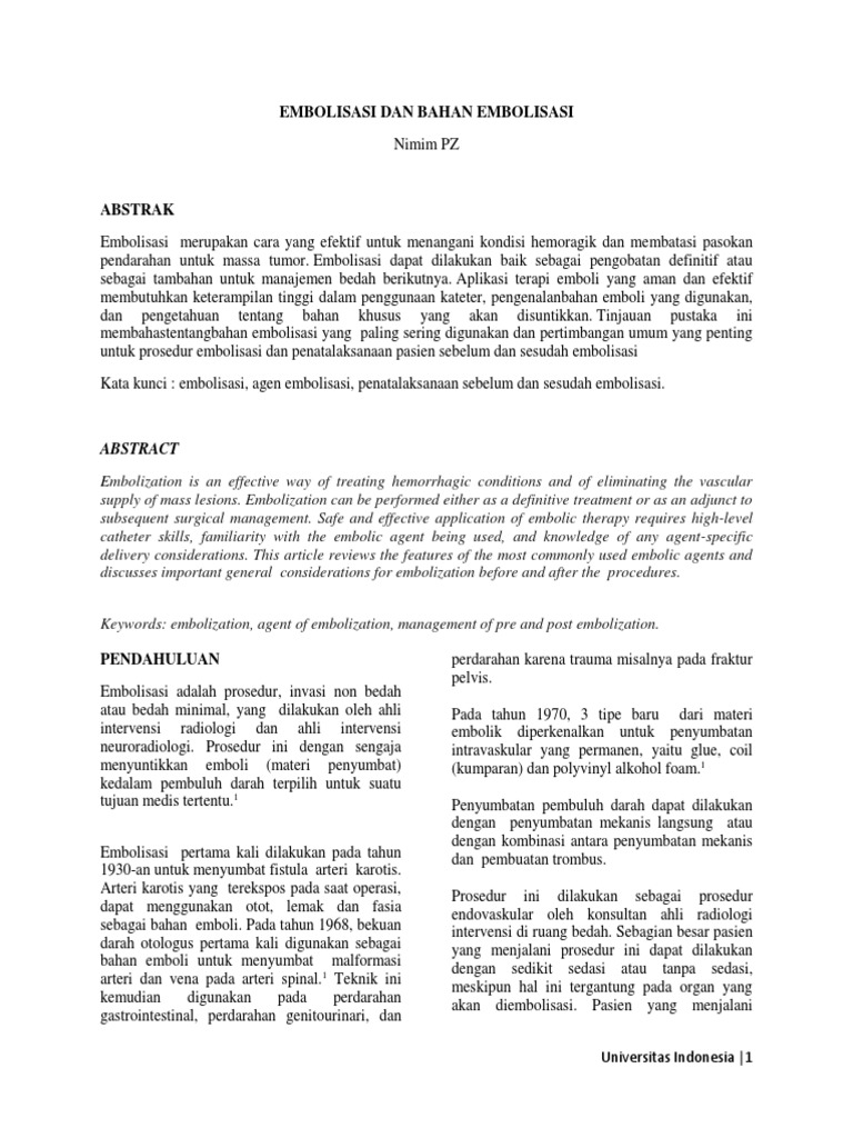 Bahan dan Teknik Embolisasi Medis | PDF | Pengembangan Diri | Kesehatan ...