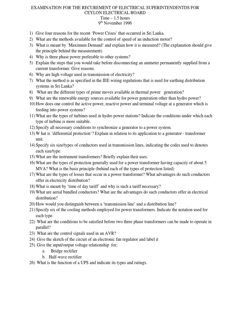 CEB Past Papers PDF | PDF | Electric Power System | Electric Power ...