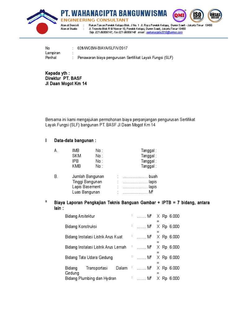 Penawaran SLF PT Basf | PDF