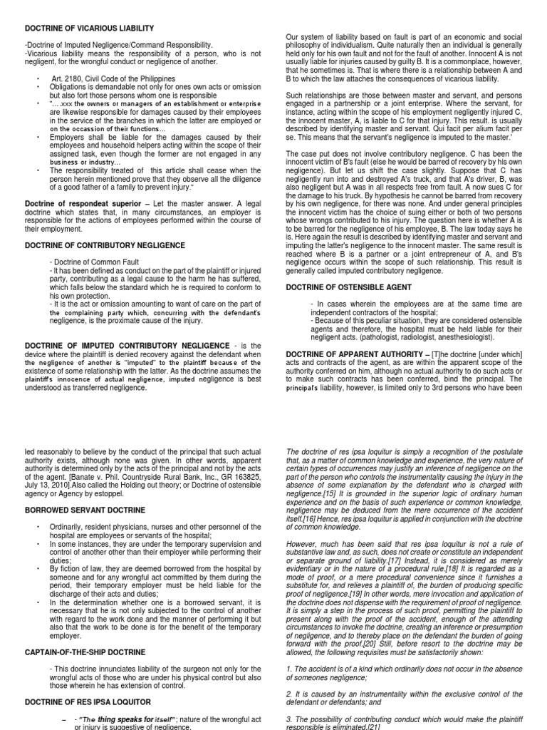 Doctrines (Legal Medicine) | PDF | Negligence | Civil Law (Legal System)