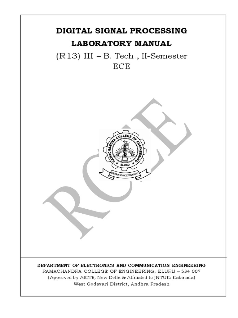DSP Lab Manual 15-11-2016 PDF | PDF | Digital Signal Processor | Digital Signal Processing