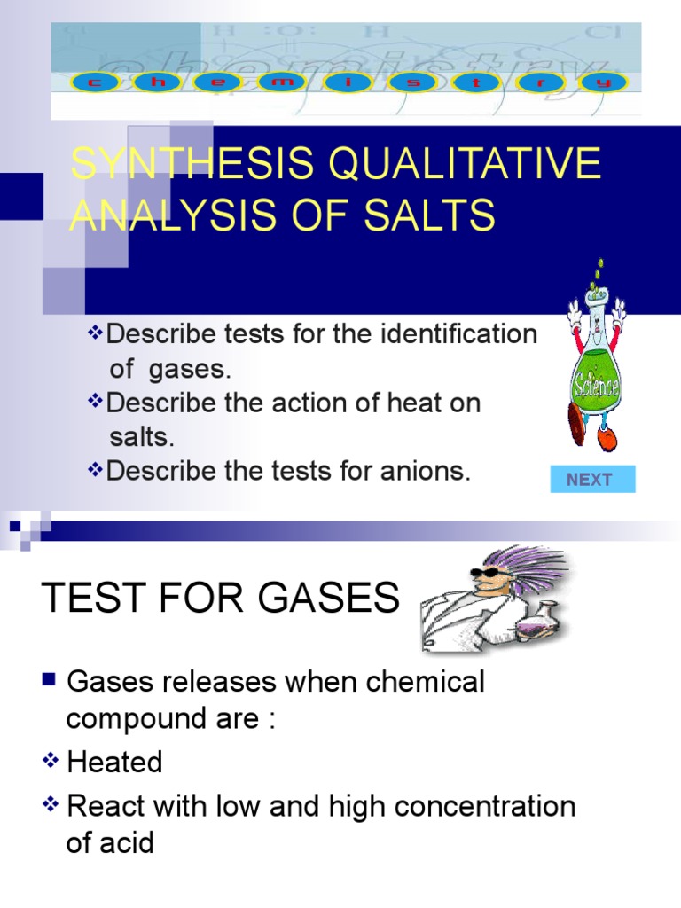 Qualitative Analysis of Common Salt Anions and Cations Through Heating ...