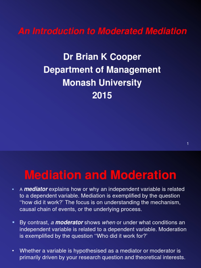 Moderated Mediation | PDF | Bootstrapping (Statistics) | Regression ...