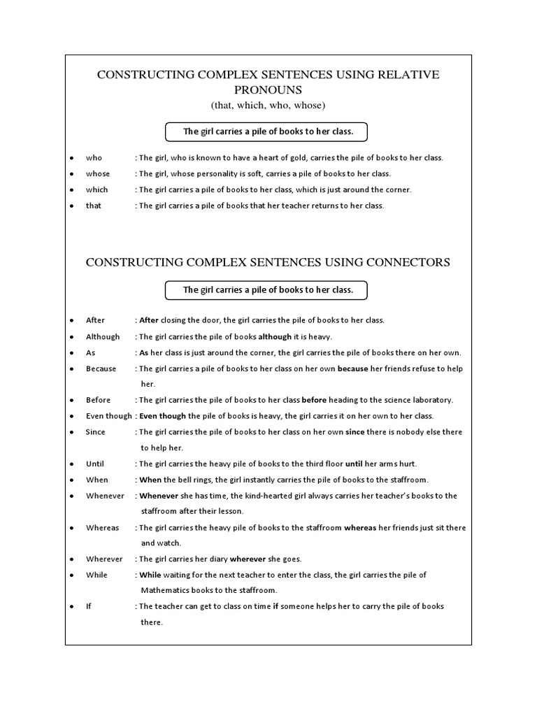 Constructing Complex Sentences | PDF