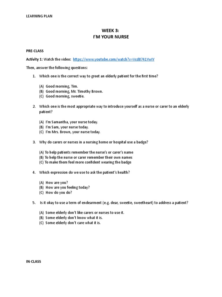 03 I Am Your Nurse Worksheets For Students Updated | PDF | Caregiver ...