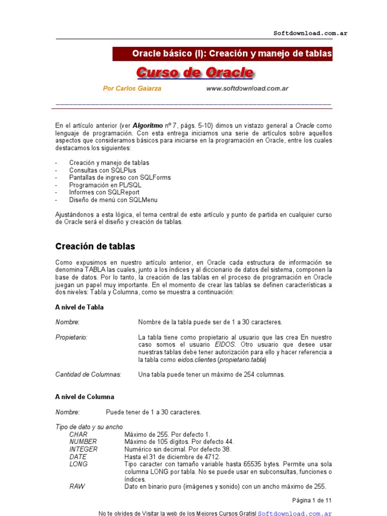 Manual de Oracle Y PL SQL | PDF | SQL | Tabla (base de datos)