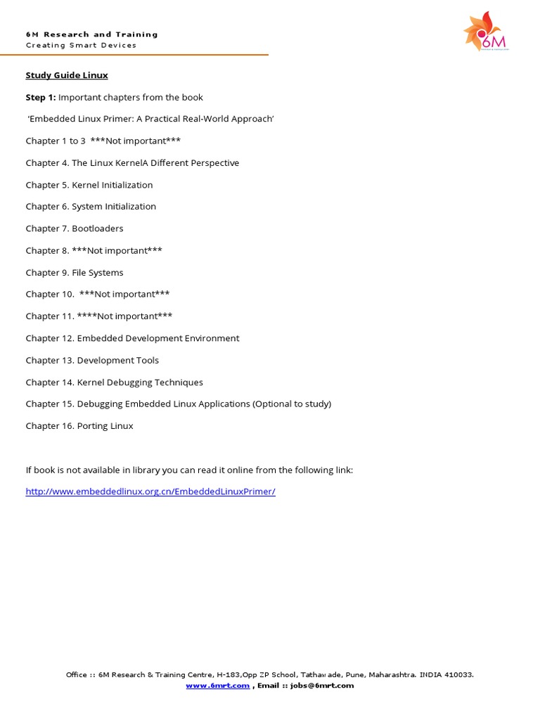 Study Guide Linux Step 1: Important Chapters From The Book: Creating ...