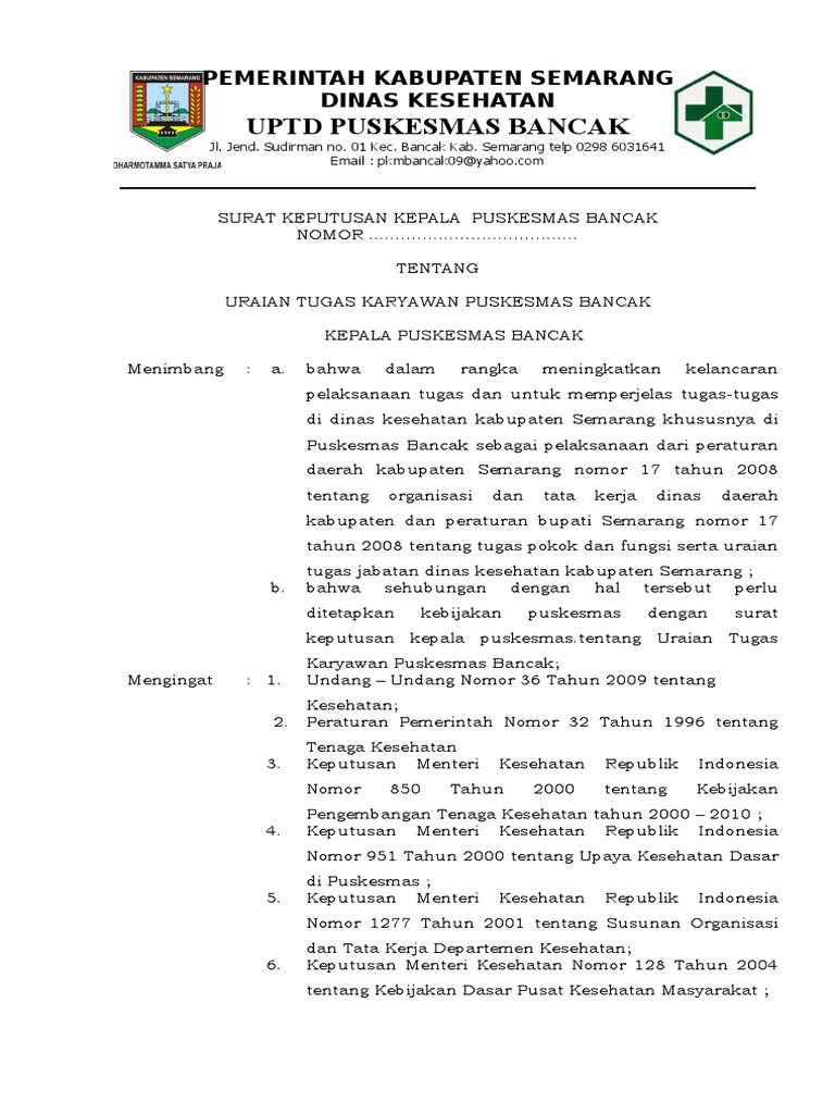 2.3.1.6 SK Uraian Tugas Karyawan | PDF