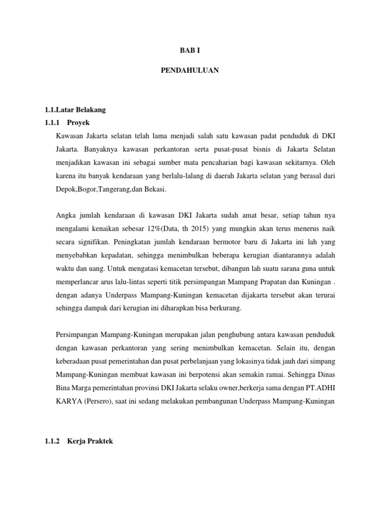 Contoh Bab 1 Laporan Kerja Praktik | PDF