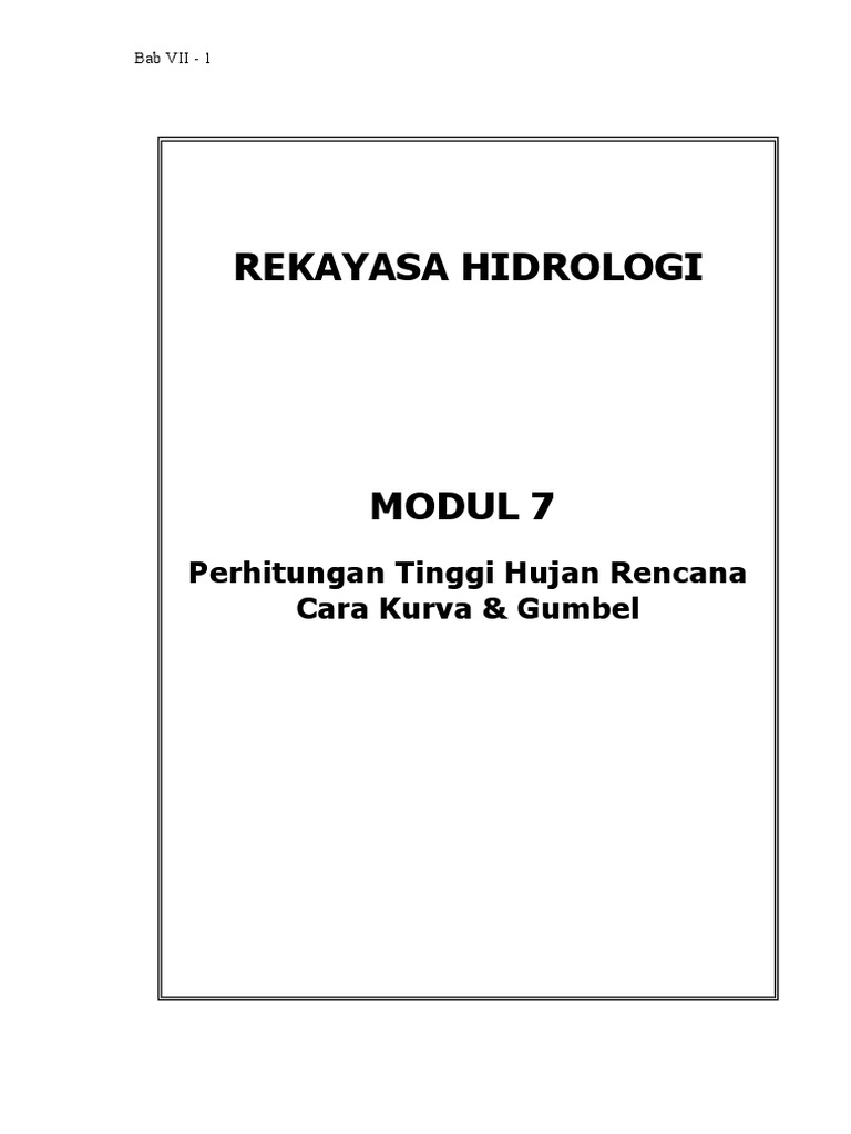 Rekayasa Hidrologi Modul 7 Perhitungan Tinggi Hujan Rencana Cara Kurva Gumbel | PDF