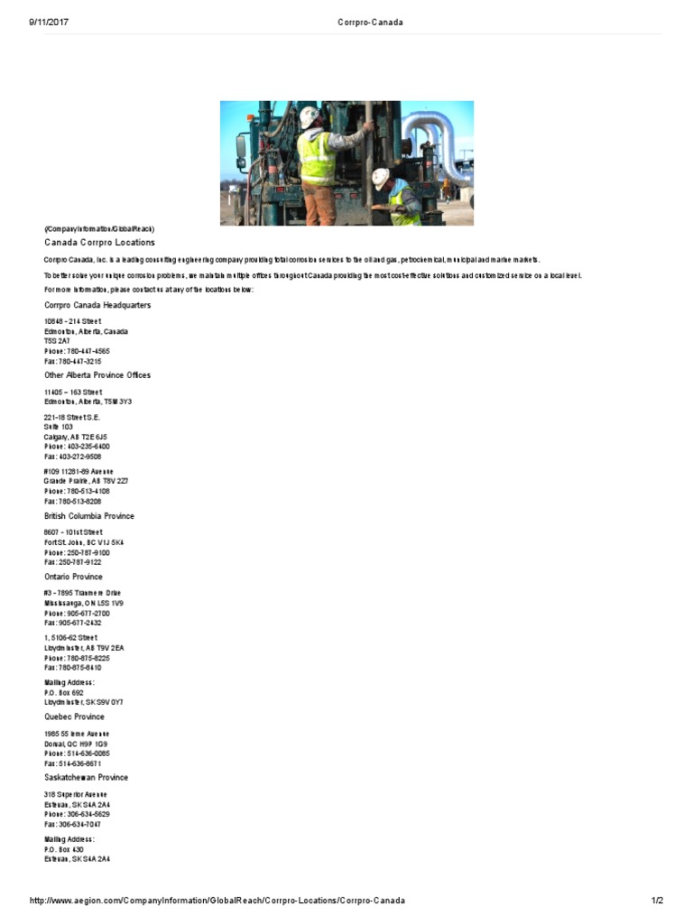 Corrpro Canada | PDF | Alberta | Edmonton