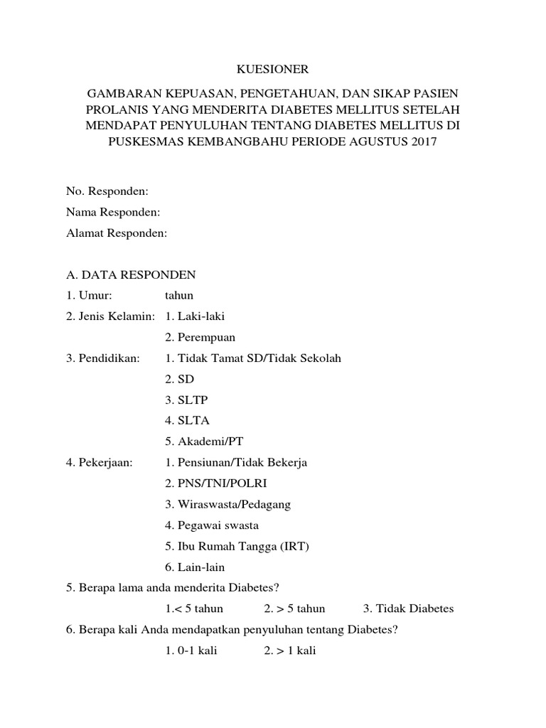 Kuesioner Mini Project Internsip | PDF