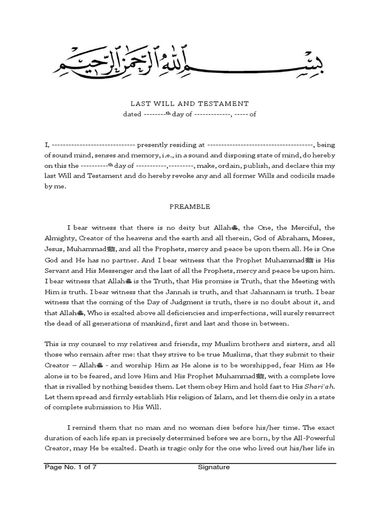 Last Will Testament - Model | PDF | Funeral | Burial