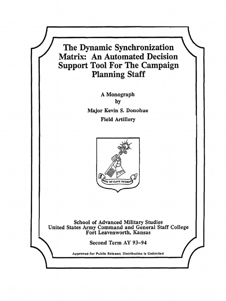 The Dynamic Synchronization Matrix Pdf Operational Level Of War