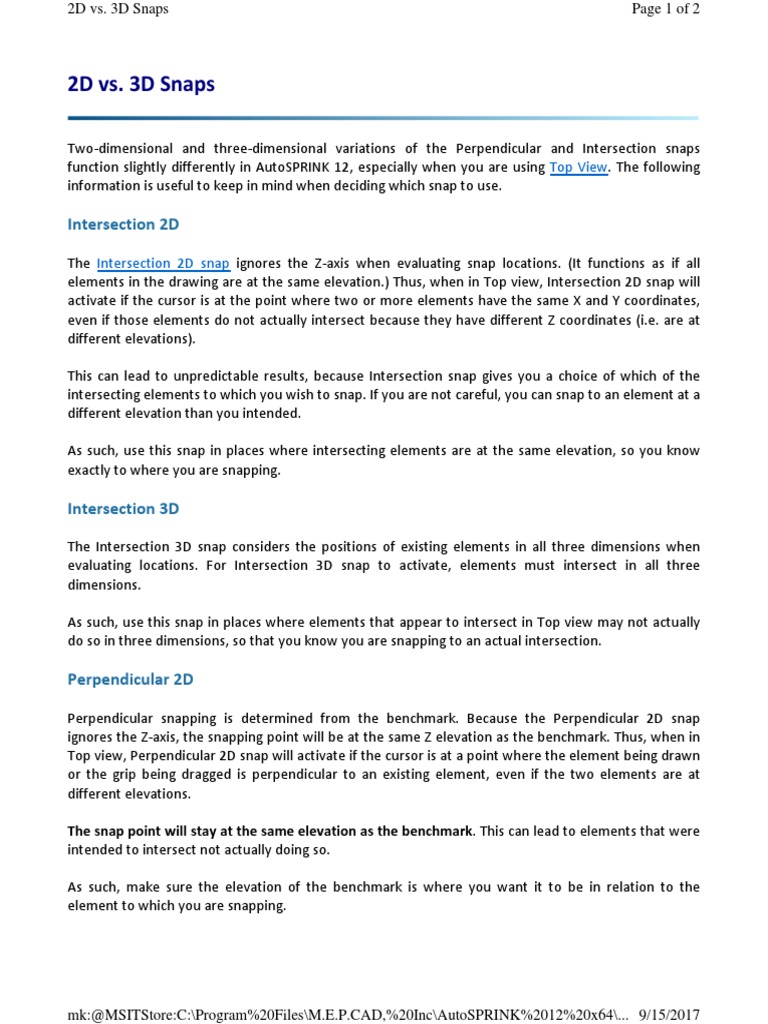 2D vs. 3D Snaps | PDF | Cartesian Coordinate System | Analytic Geometry