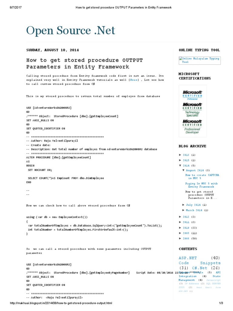 Entity Framework Stored Proc Guide | PDF | Entity Framework | Subroutine