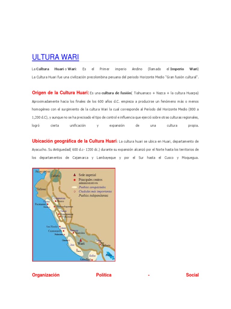 CUlTURA HUARI | PDF | Arqueología | Cultura (general)