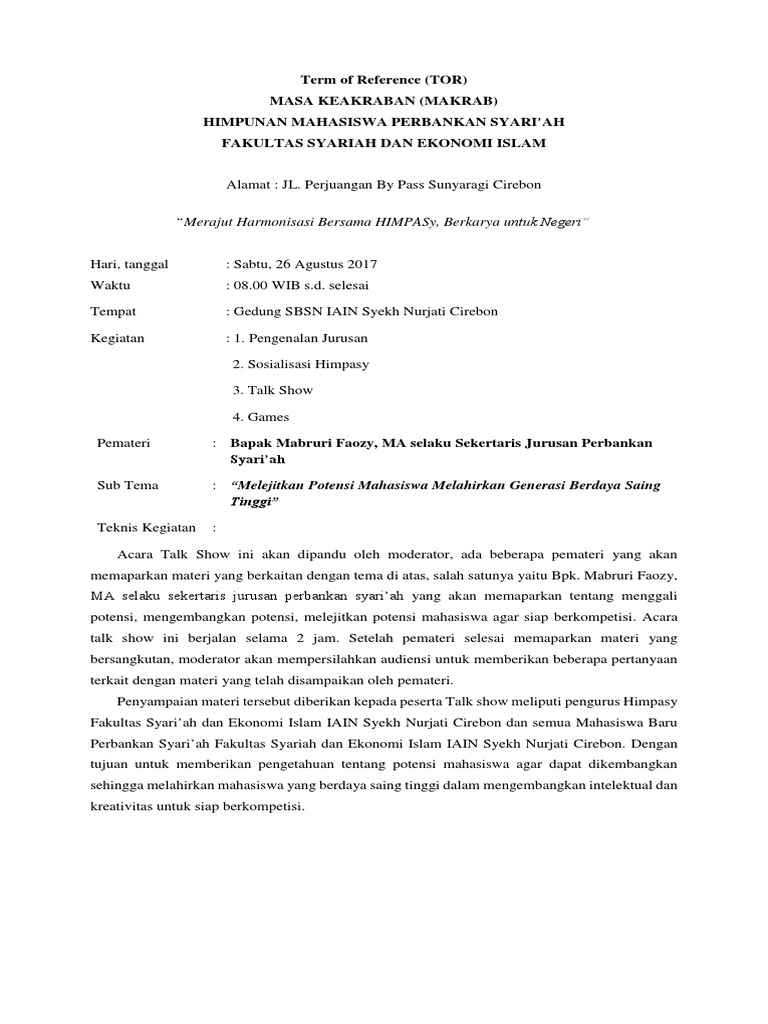 Term of Reference | PDF