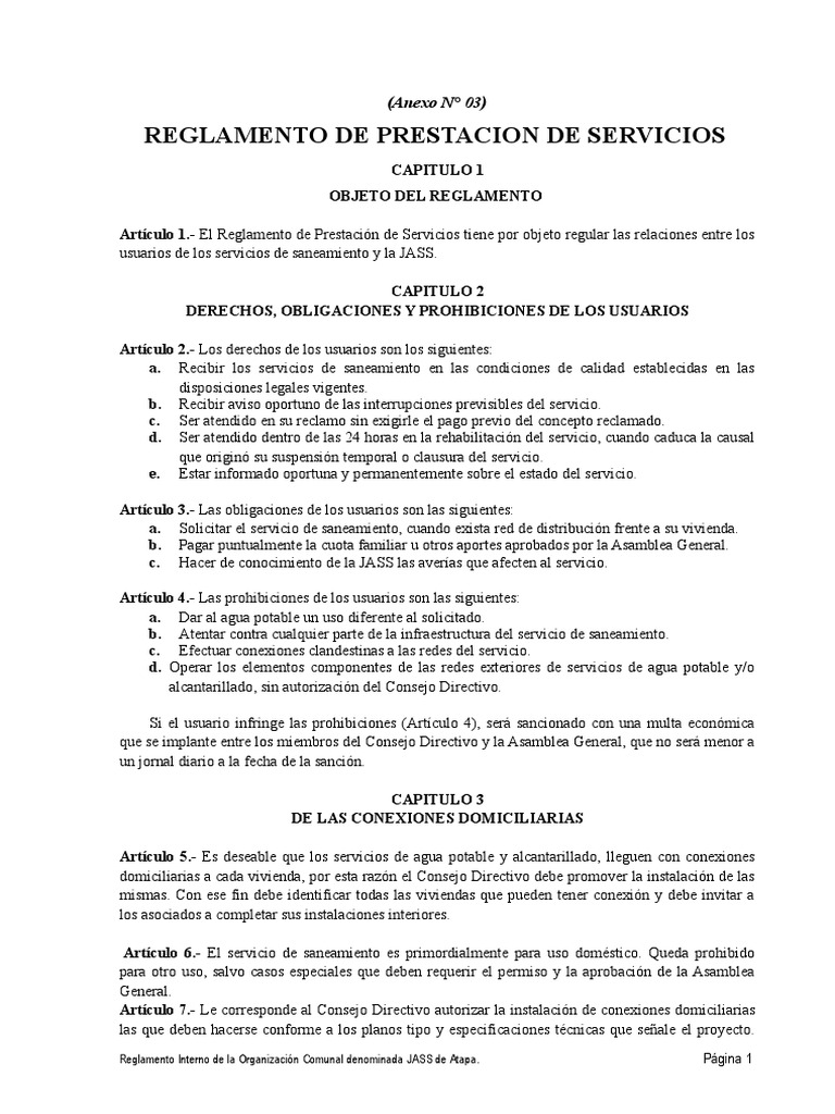 Reglamento de La JASS | PDF | Saneamiento | Presupuesto