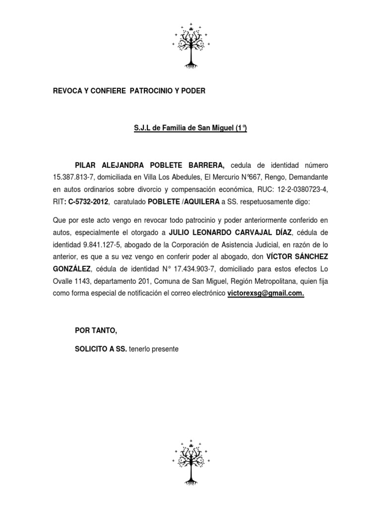 Revoca Patrocinio y Poder y Constituye | PDF