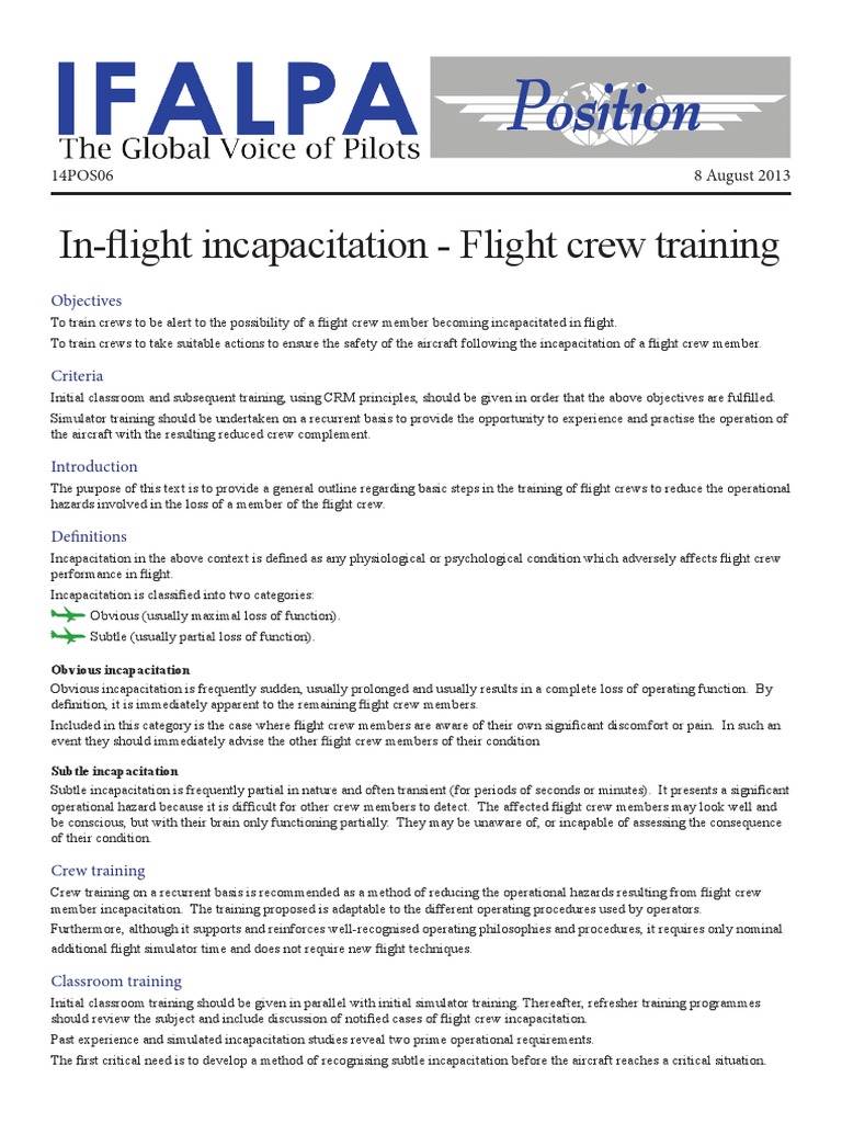 14POS06 - In-Flight Incapacitation - Flight Crew Training | PDF ...