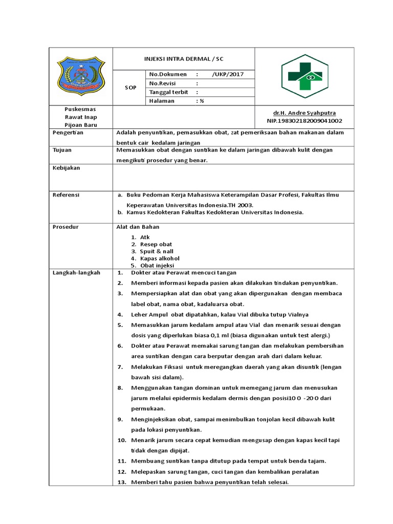 Sop Injeksi SC | PDF