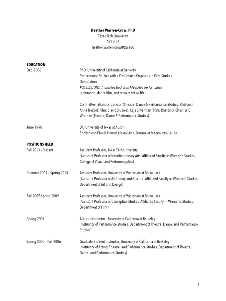 CV Tenure Update | PDF | Graduate School | Thesis