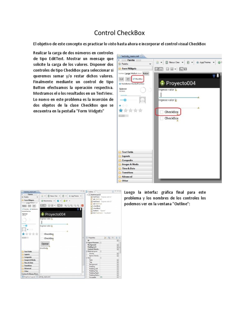Suma y Resta con CheckBox en Android | PDF | Widget (Gui) | Android ...