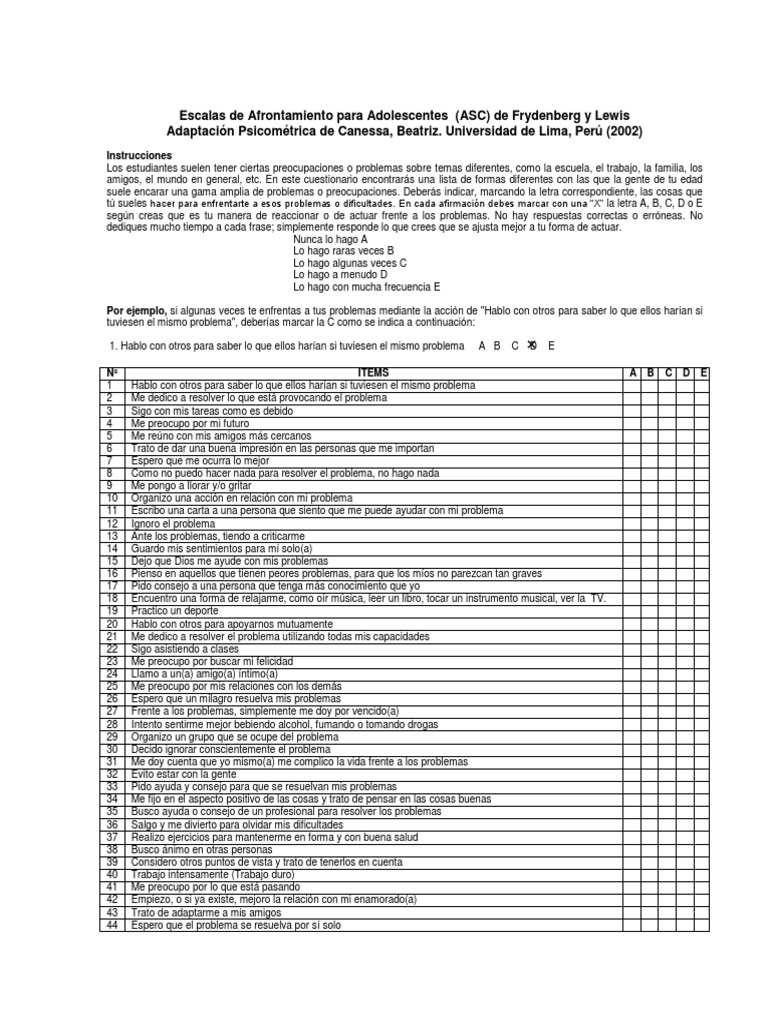 Asc.ejemplo.instrumento Asc.adolescente.afrontamiento | Ansiedad ...