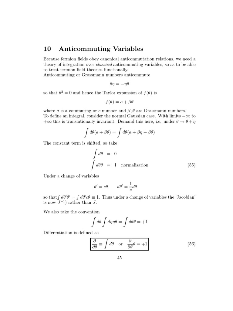 Grassmann Numbers Pdf Calculus Theoretical Physics