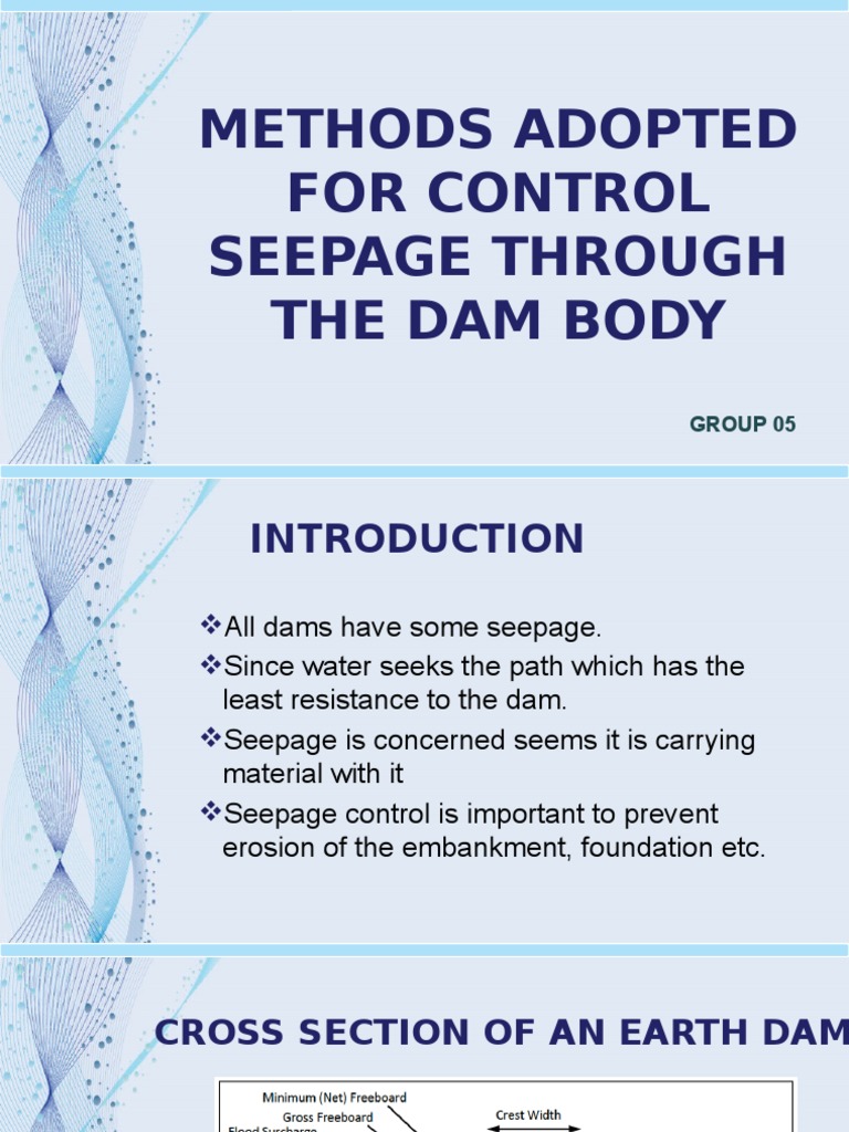 Methods Adapted For Control Seepage Throgh The Dam | PDF | Dam | Soil ...